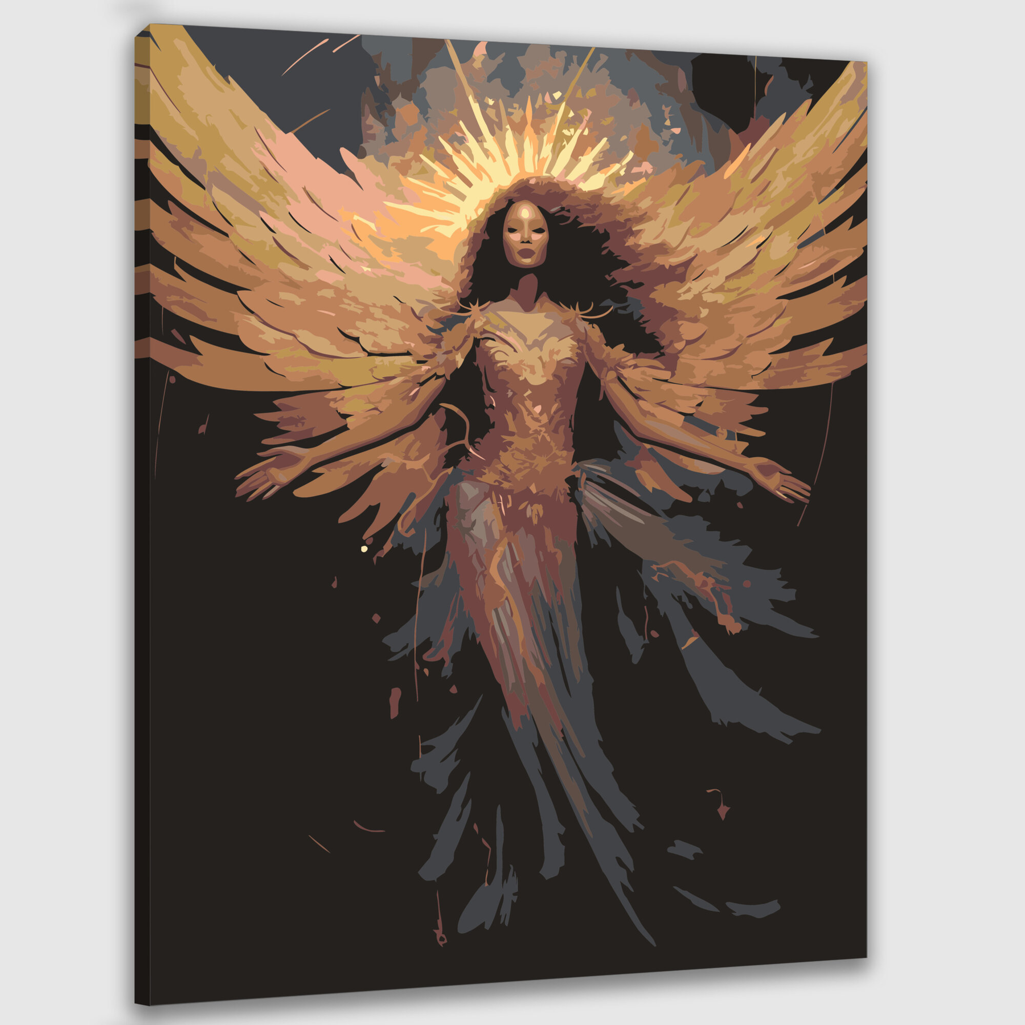 Картина по номерам 40x50 см, картина, смешанная техника, "Ангел света", акриловая краска, сусальное золото