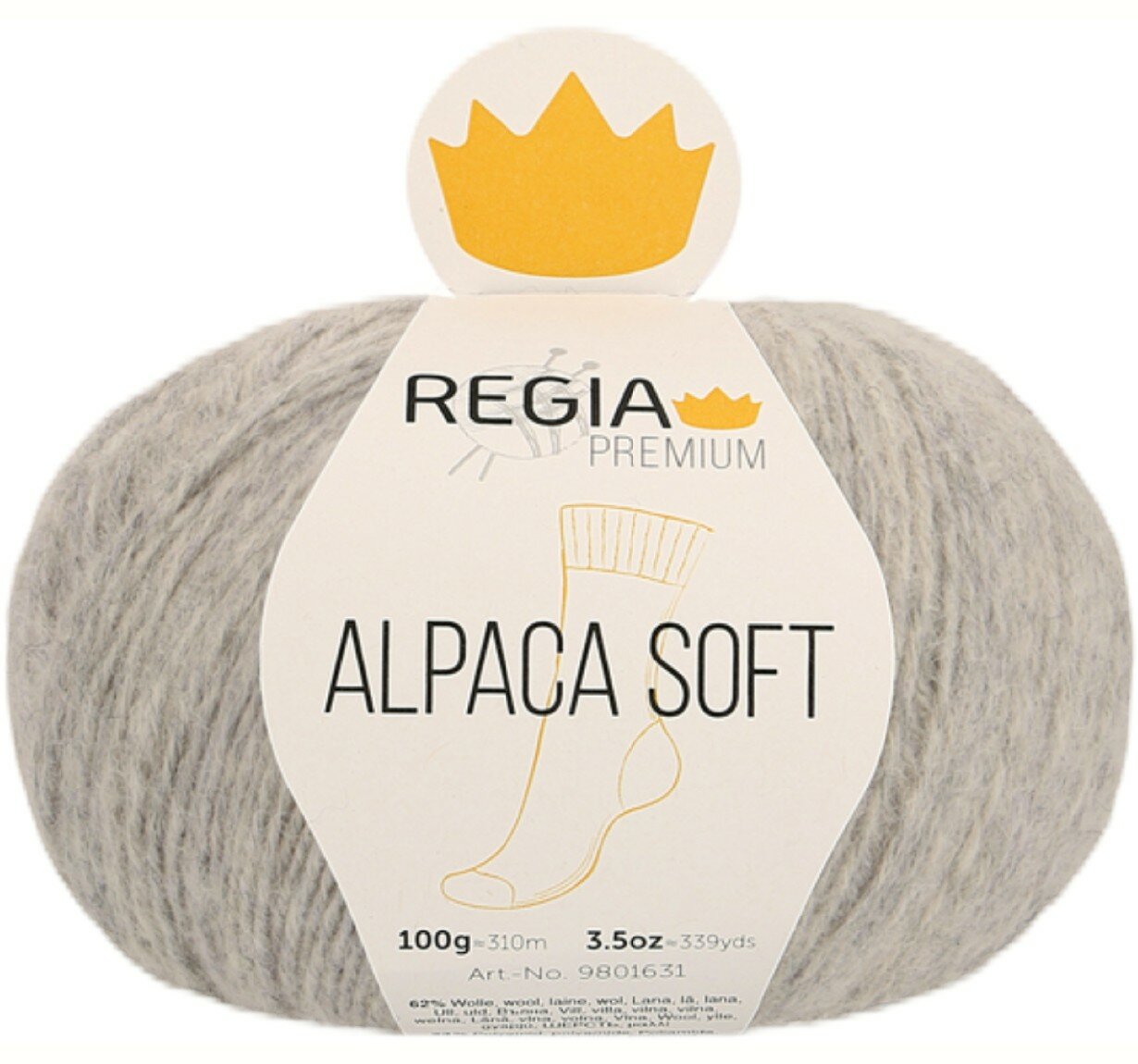 Alpaca Soft /Альпака Софт/ пряжа Regia Premium, 4 нитки, MEZ, 9801631 (00090, hellgrau meliert (светло-серый меланж), серый)