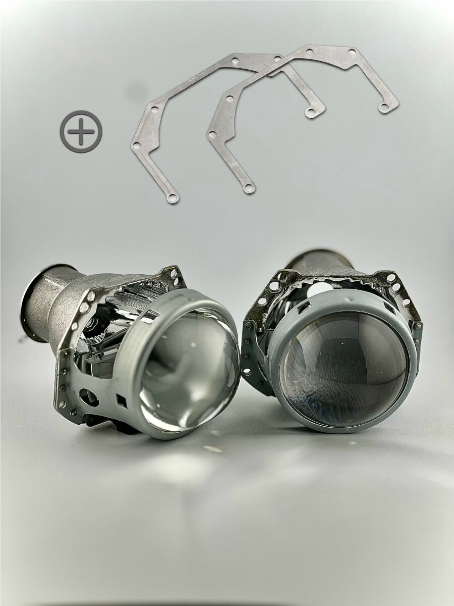 Би-галоген (лед/ксенон) линзы для Peugeot 4007 2007-2012 тип HELLA 3R цоколь H7/D2/D4 / ближнего и дальнего света в автомобильные фары / Би галогенные модули комплект 2шт