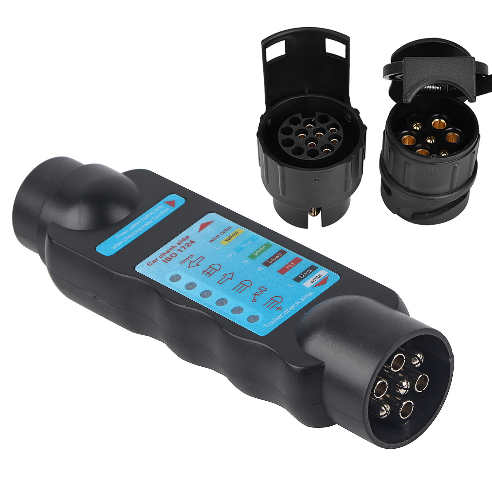 Тестер Штепсельной Вилки 7Pin, Светодиодные Индикаторы Хорошей Проводимости Прочный Тестер Прицепа для Караванов Велосипедов