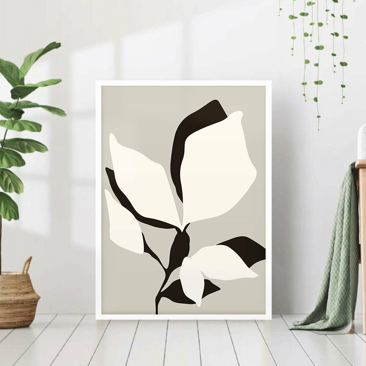 Постер "Абстрактный цветок" в белой рамке 40x50 см для интерьера на стену