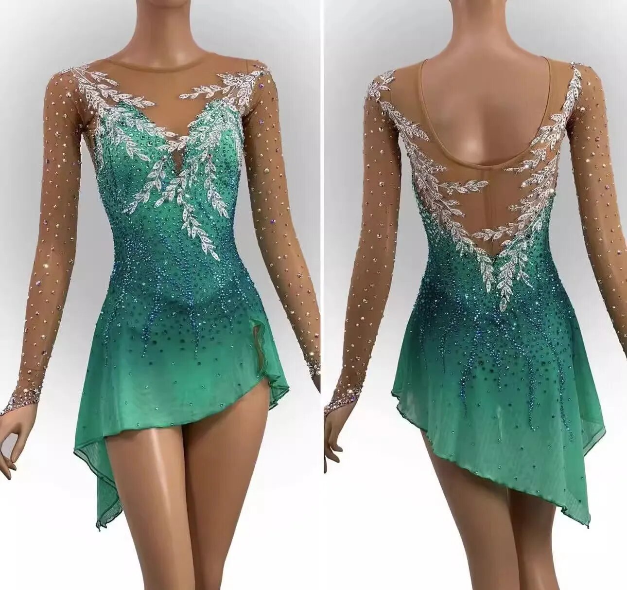 Детское платье для танцев изумрудно-зелёное XL