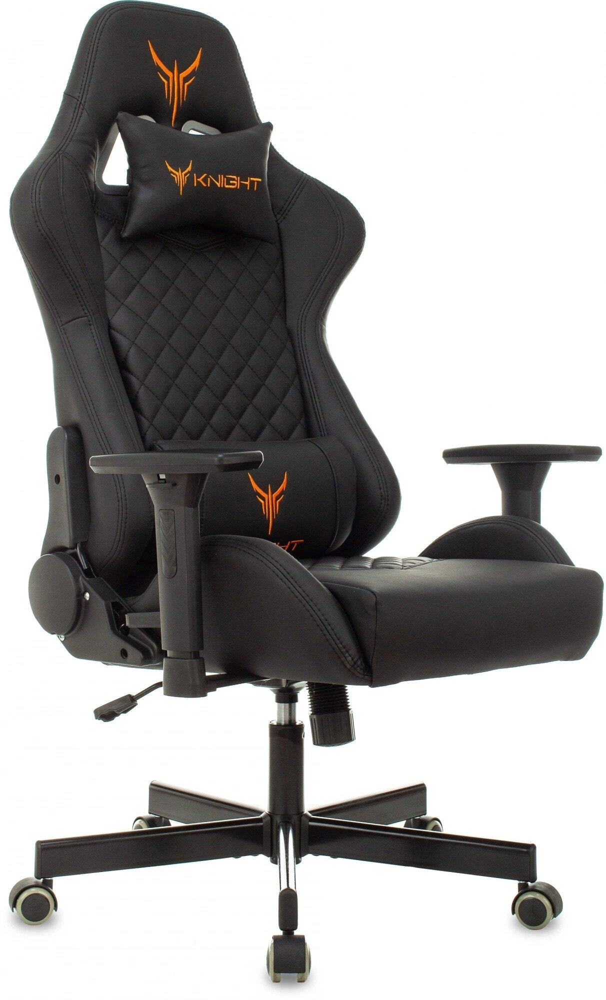 Кресло игровое Knight ARMOR черный, ромбик, эко. кожа, с подголовником, крестовина металл