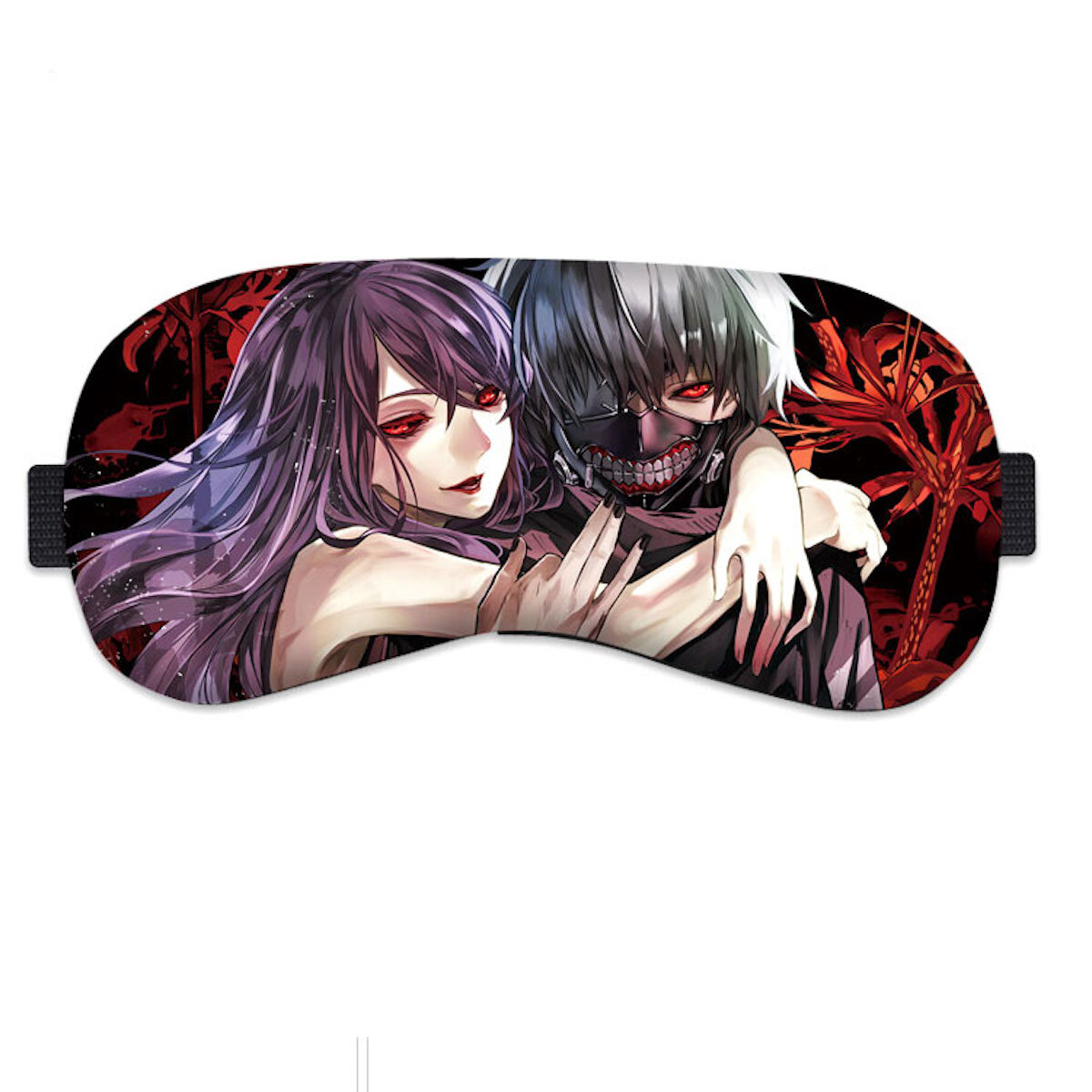Аниме-маска для сна Tokyo Ghouls, супер мягкая, черная, с регулируемыми ремешками для сна.