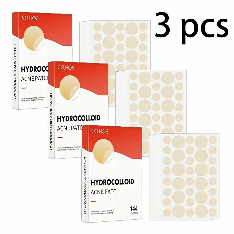 EELHOE 3pcs Гидроколлоидный пластырь от прыщей , невидимый для лица, закрывающий, отбеливающий, водонепроницаемый, воздухопроницаемый, уход за кожей