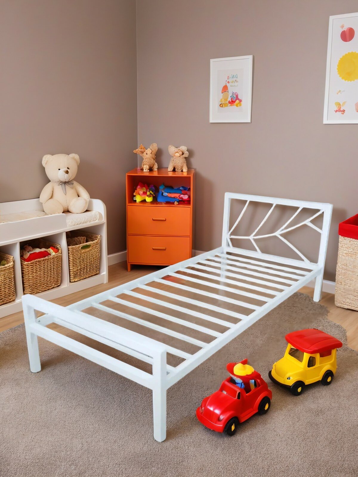 Кровать Loft Mebel "Вивьен", металлическая, кованое изголовье, 90x200х46 см