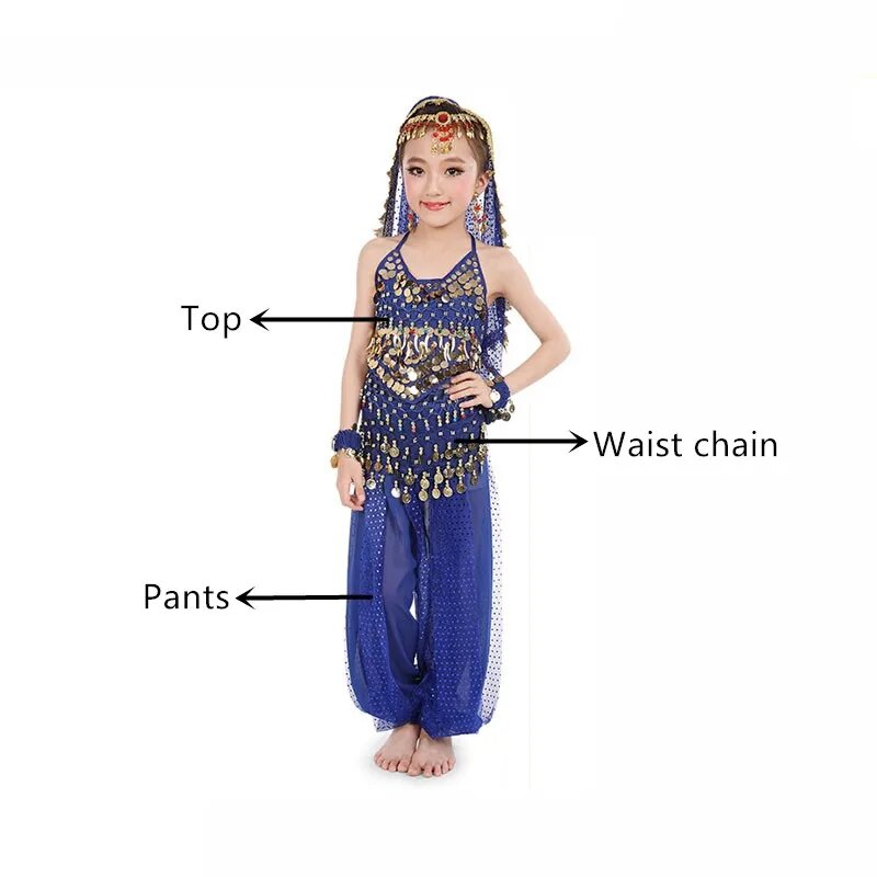 Детский набор костюмов для танца живота Yi Na Sheng Wu М, Royal blue 3 pcs