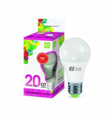 Лампа светодиодная LED-A60-standard 20Вт 230В Е27 6500К 1800лм
