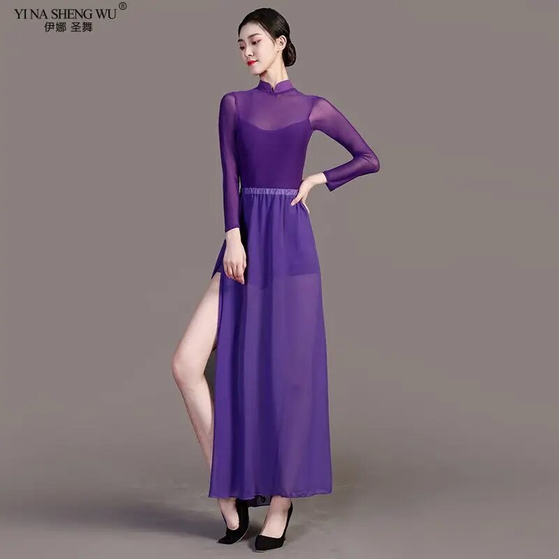Танцевальный костюм YI NA SHENG WU Чеонсам для женщин Фиолетовый, L, purple