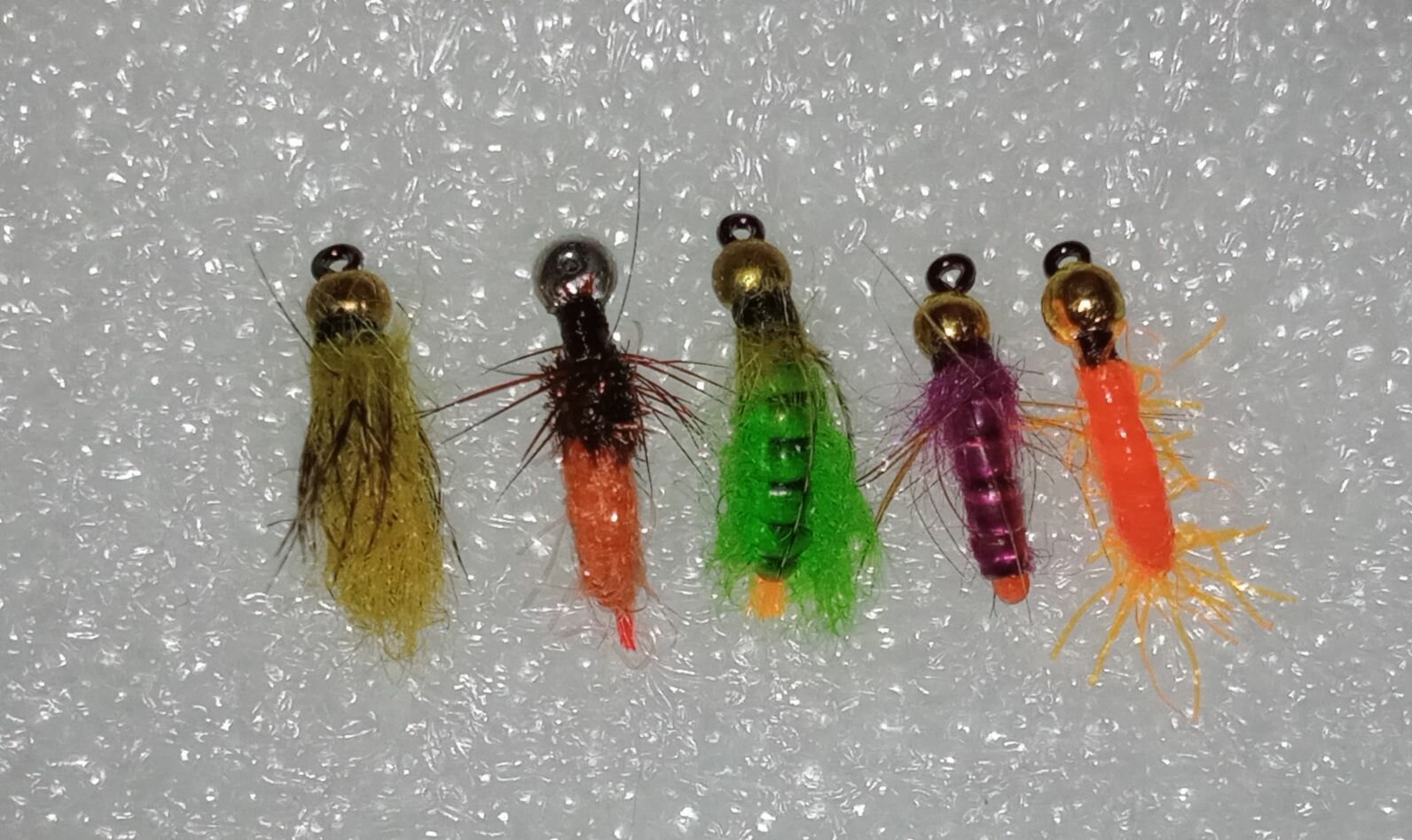 Мушки (мормышки) случайный набор из 5 штук для рыбалки на хариуса и ленка. Крючок No12 и No14. Микс
