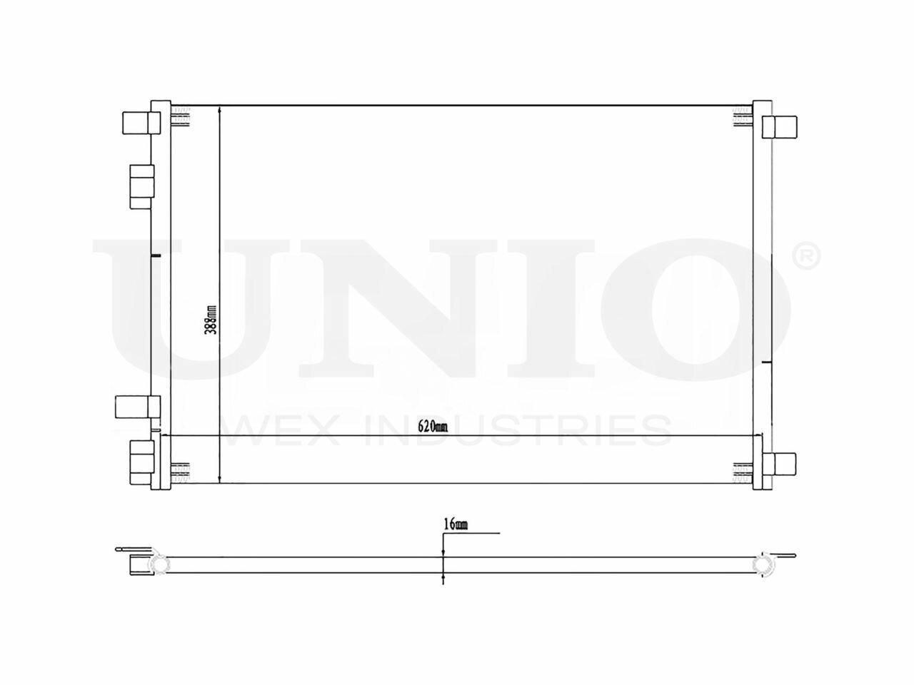 Радиатор кондиционера, для Рено Меган II 02-, Сценик 03-, Гранд 04-, Renault Megane Scenic Grand 04-, артикул RAD-30004 производителя UNIO