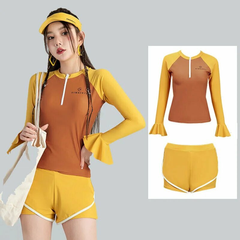 Женская рубашка для плавания из двух частей с короткими рукавами и встроенным бюстгальтером, футболка для плавания на открытом воздухе с шортами для мальчиков, спортивный костюм, спортивная одежда