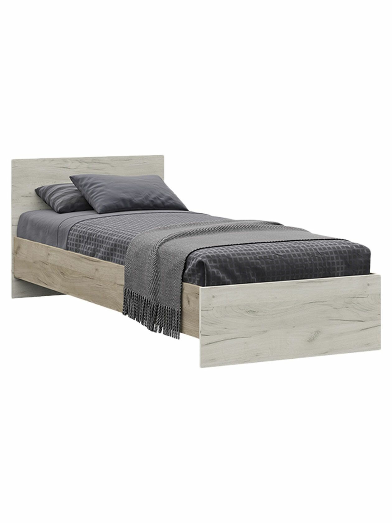 Односпальная кровать Бриз 80х200 см, деревянная, с основанием настил, Дуб Крафт серый / Дуб Крафт белый