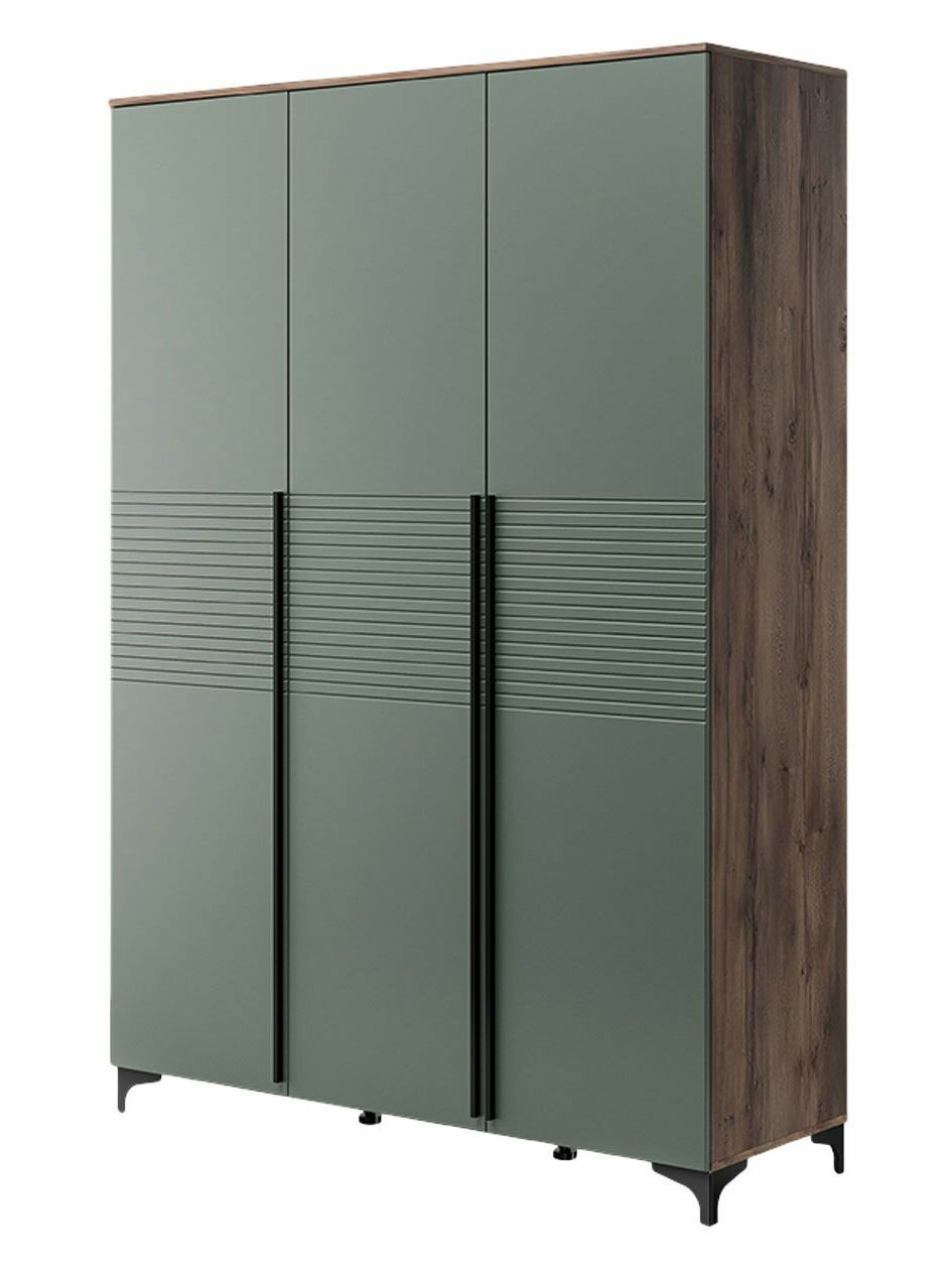 Шкаф распашной для одежды Бергамо с полками, со штангой, с доводчиками, 15х52х216.7 см, Таксус / Оливковый