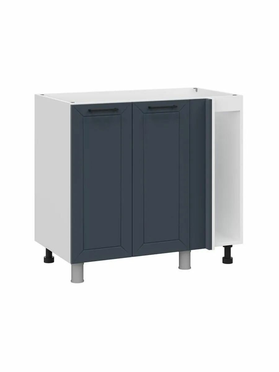 Кухонный модуль напольный, угловой стол под мойку Сектор с полками, с доводчиками, 90х50.6х82.4 см, Белый / Океания