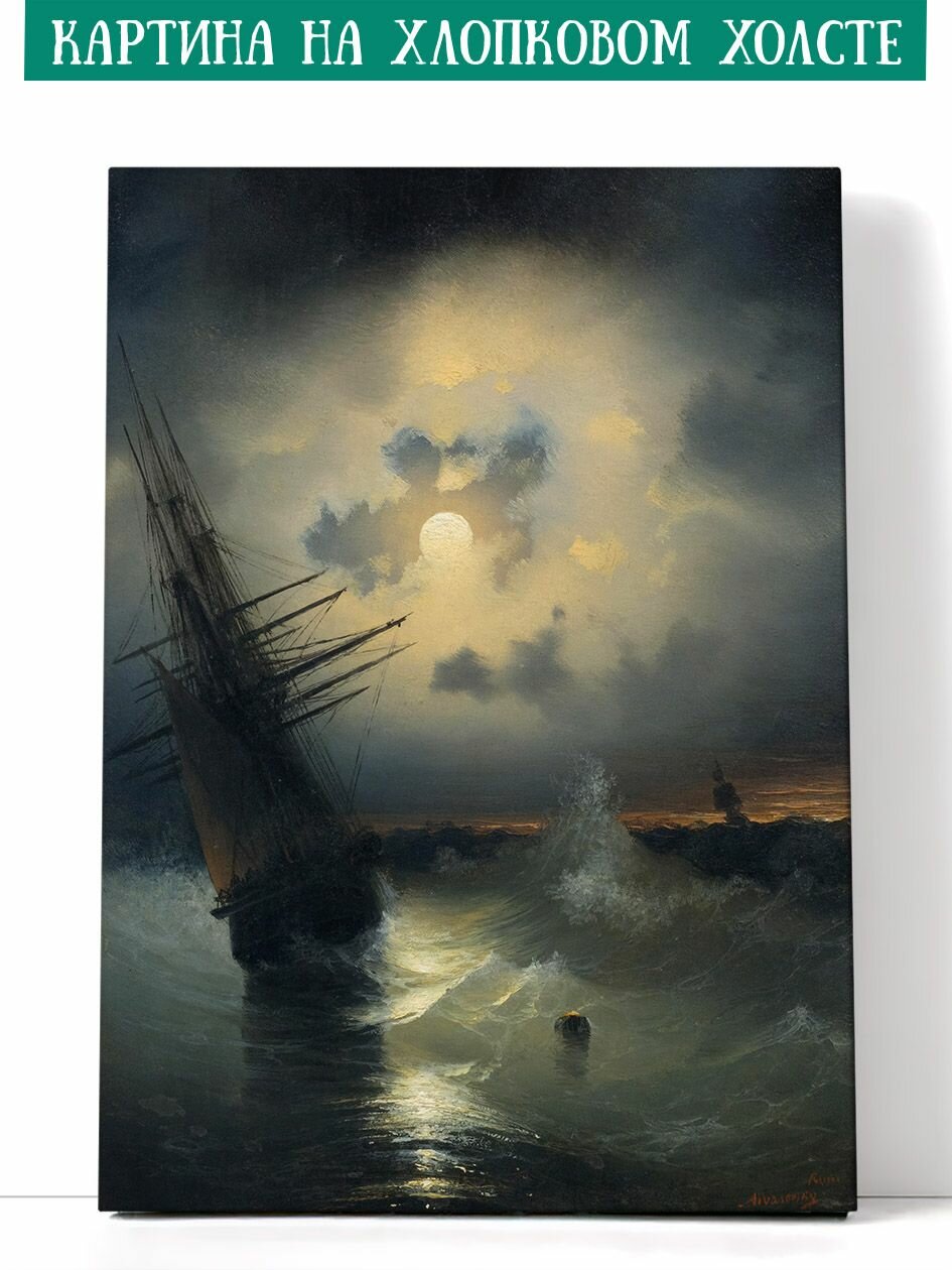 Интерьерная картина на хлопковом холсте/Шторм, Иван Айвазовский, 30х40 см