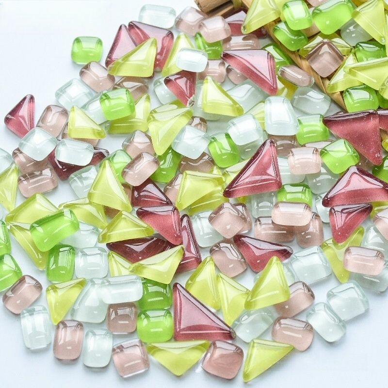 Стеклянная крошка, мозаика кусочки, около 140-160шт/200г