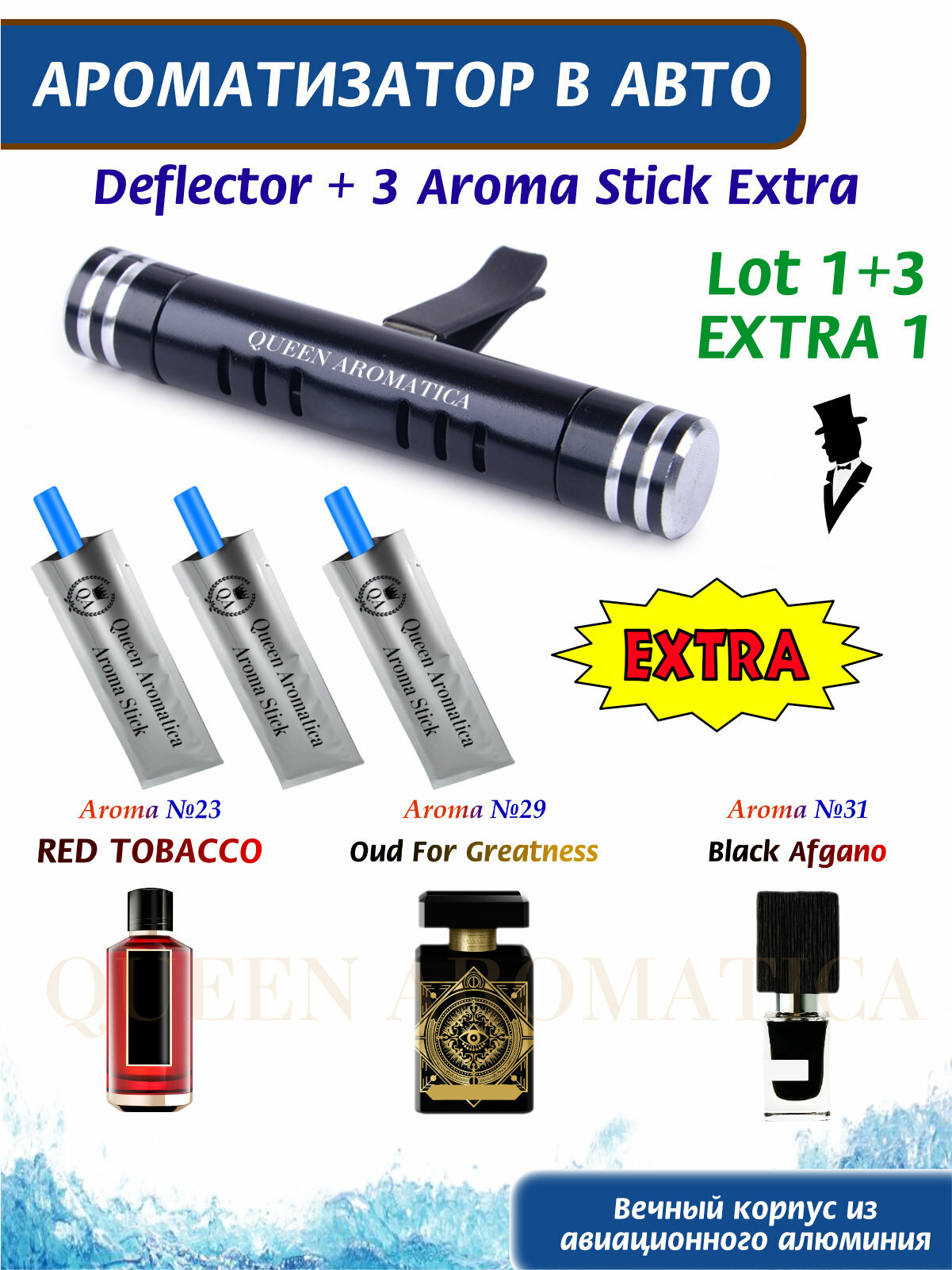 Ароматизатор в машину Queen Aromatica - Deflector набор LOT 1+3 Man 1