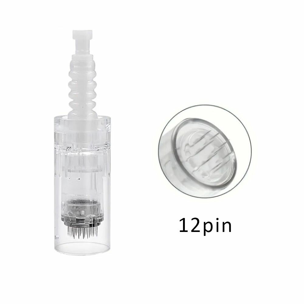 Картридж Байонет на 12 иглы 10 шт. Насадка для дермапенов и мезопенов DERMA PEN: My-M, Ultima N2, M5, A6, M7, E30 Прозрачный Bayonet white cartridge