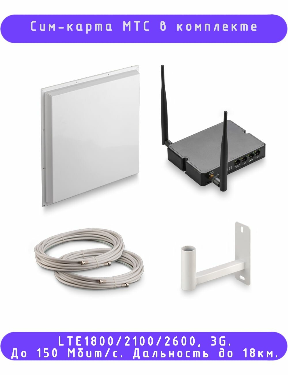 Комплект и антенна для 3G/4G интернета, KROKS KSS20-3G/4G-MR cat4 МТС