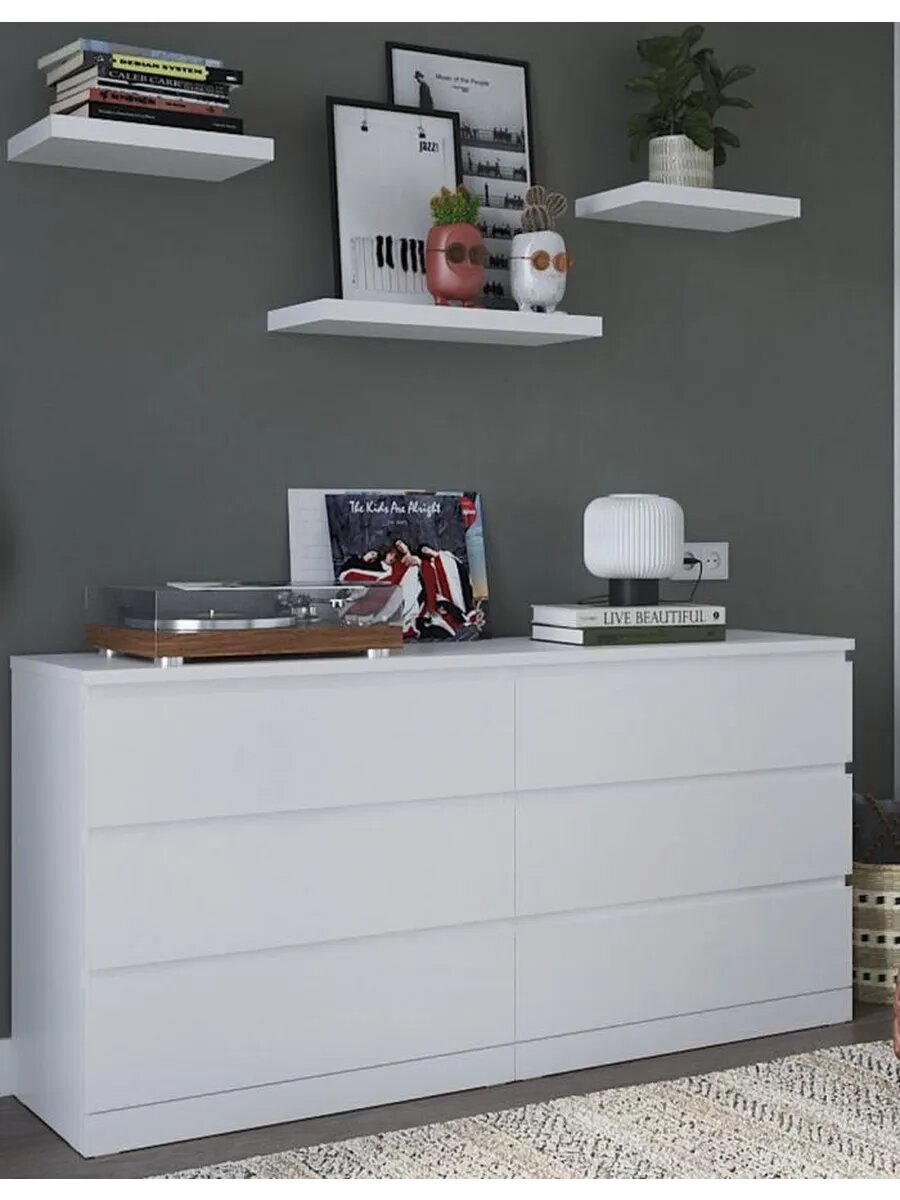 Настенная полка Шведский стандарт "Фора", тамбурат, белая, 40 см x 25 см x 3,7 см