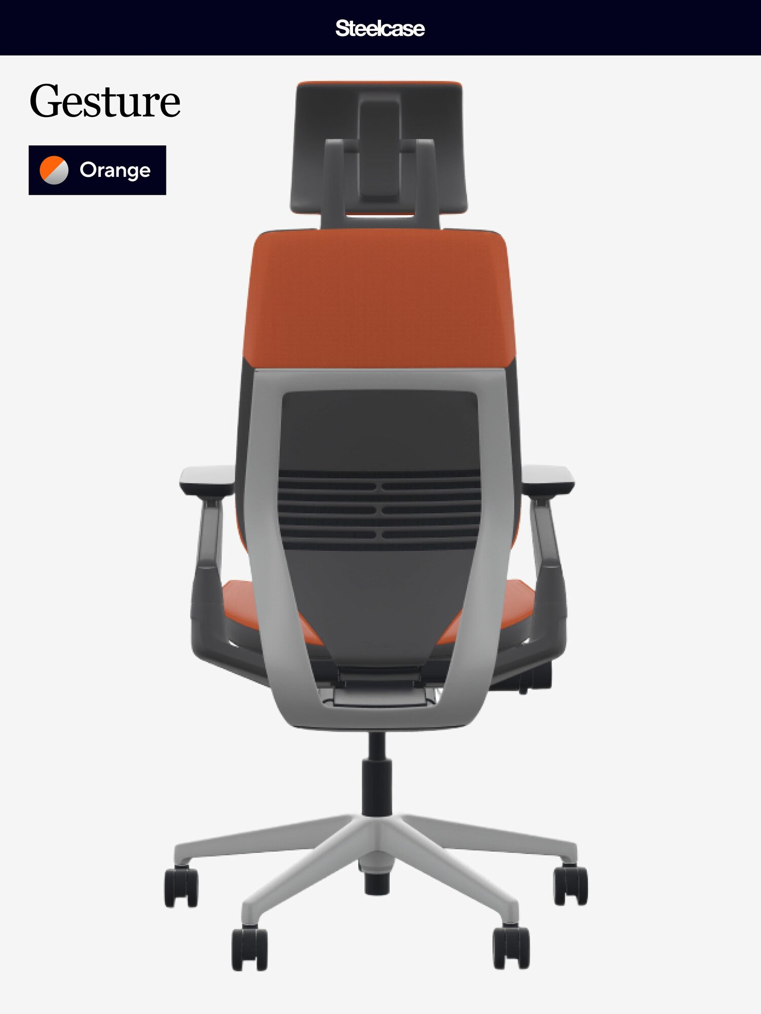 Кресло Steelcase Gesture с подголовником, цвет Orange