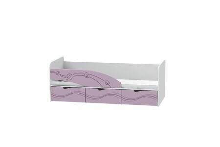 Кровать 3 Бриз МДФ Волна Левая Сирень и Белый ЛДСП, ширина 190 см, односпальная, в детскую, в подростковую, в спальню