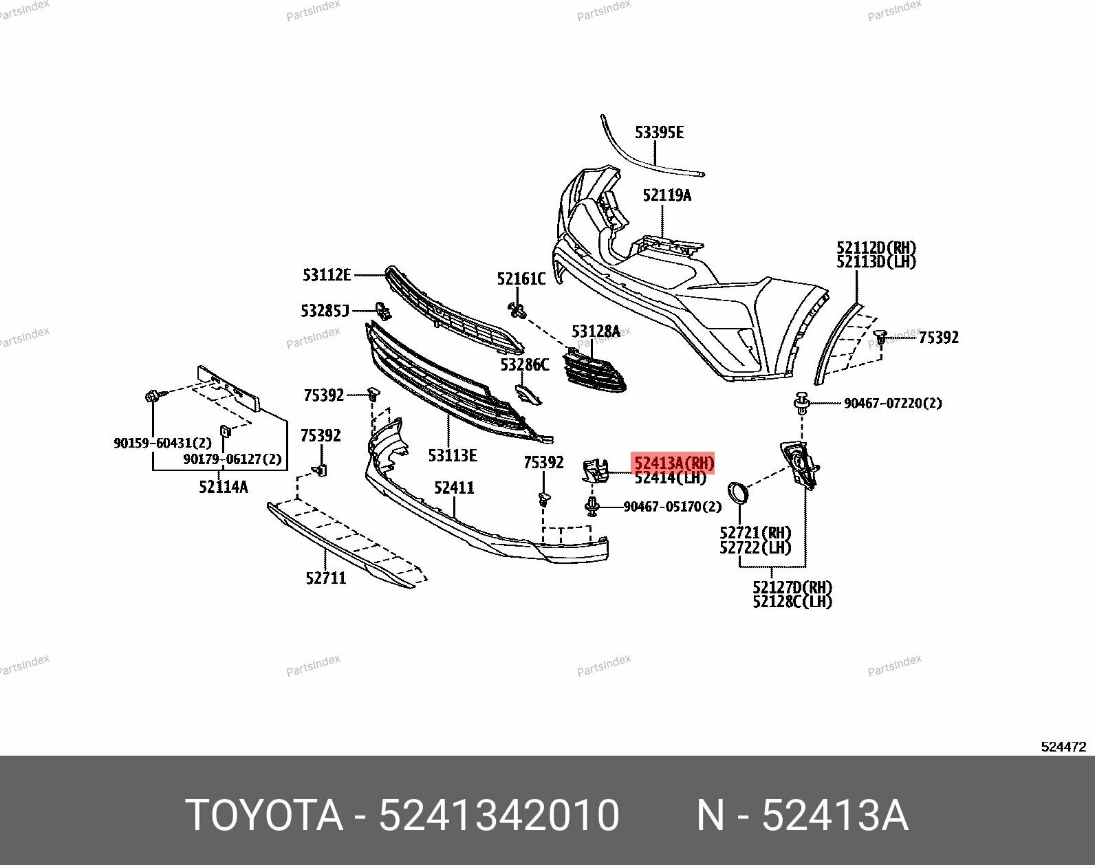 Кронштейн крепления бампера TOYOTA 5241342010, для легковых автомобилей