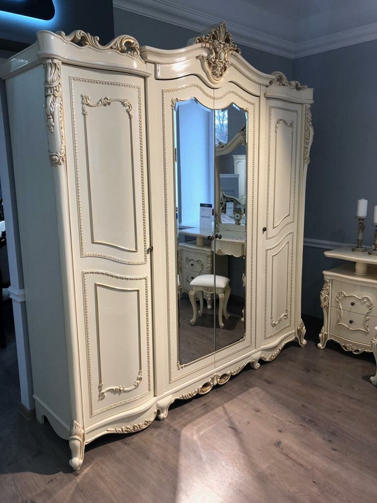 Шкаф Alba "Джоконда", четырехдверный, ЛДСП, МДФ, зеркало, 224x65x240 см