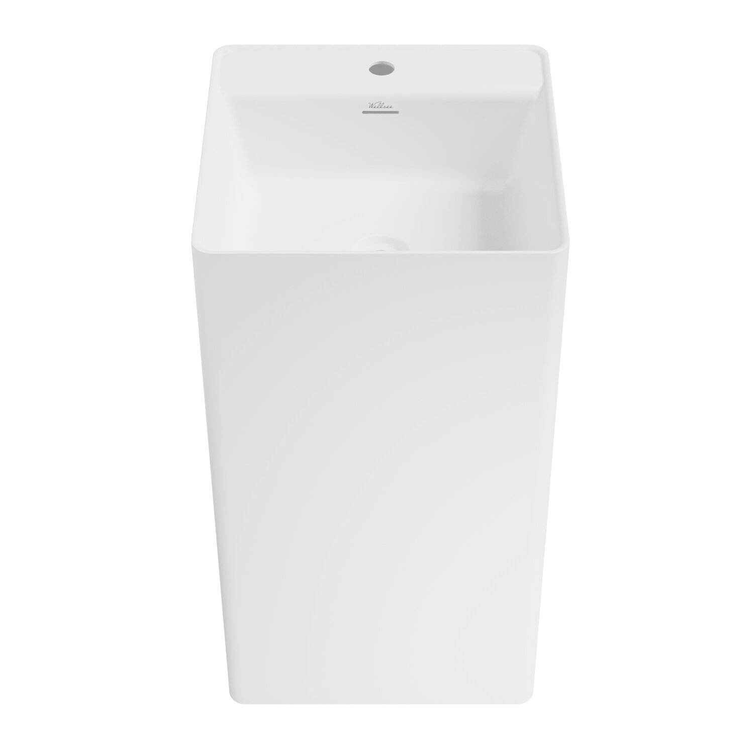 Квадратная напольная раковина для ванной Wellsee Pure BY Wellsee 230715000: напольная отдельностоящая раковина моноблок из акрила, размер 45х45х85 см, цвет матовый белый