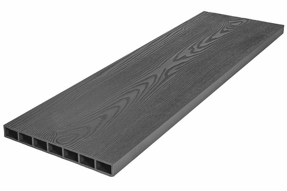 Доска Nautic Prime Esthetic Wood, ДПК, с тиснением, 295х30х0.3 см, графит (серый)