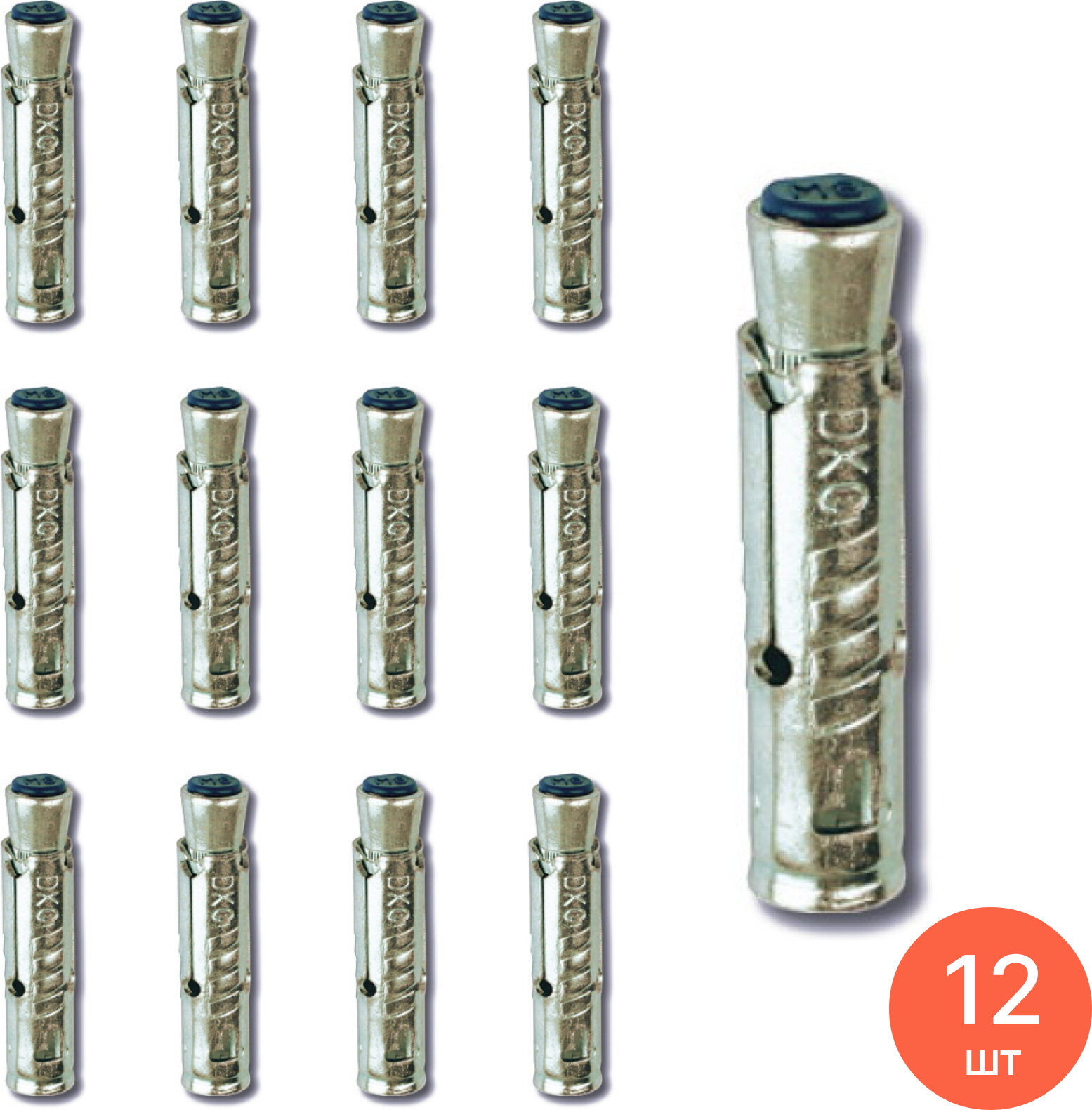 Анкер DKC / ДКС стандартный стальной с цинковым покрытием, М6, 1шт. / крепеж (комплект из 12 шт)