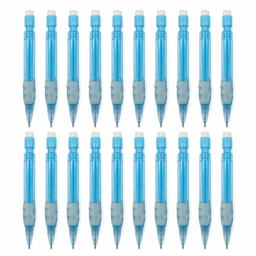 20 шт. Небольшой короткий механический карандаш с ластиком для писательского рисунка для взрослых, Синий