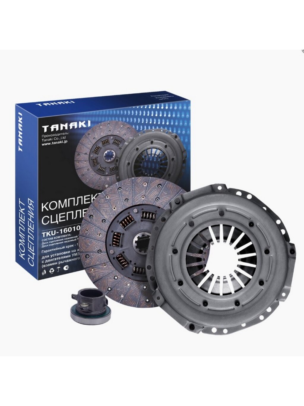 Сцепление в сборе для а/м УАЗ (мягкая) 4-х ступ. (корзина+диск) "TANAKI" (комплект) с подшип.
