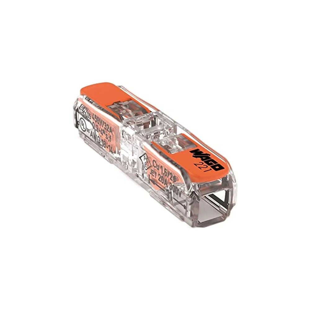 WAGO - Клемма соединитель для сращивания (2-х сторон.) с рычагом 1.5-4.0мм (60шт./уп.) WAGO.221-2411