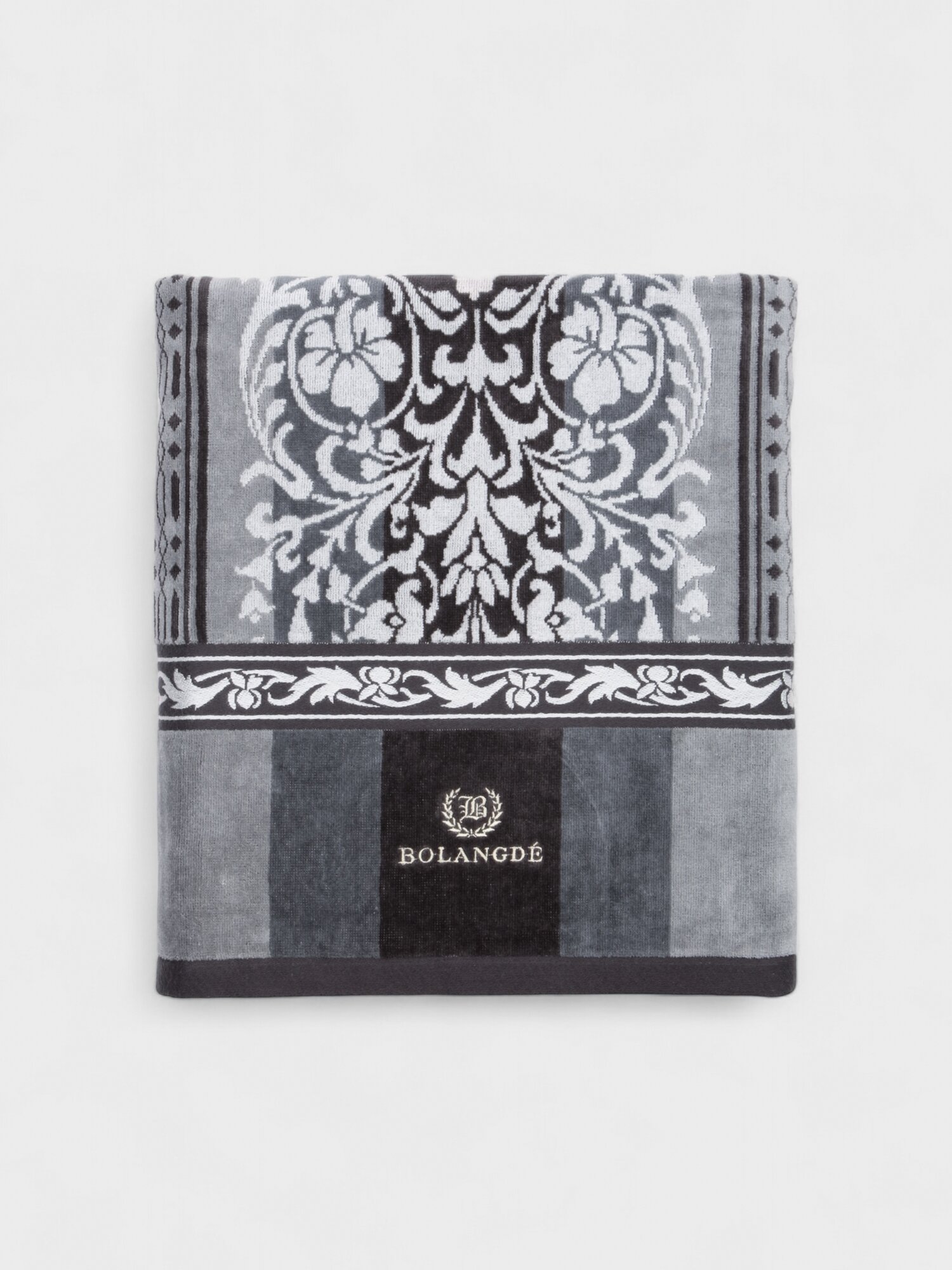 Полотенце банное Bolangde "Арабеска", для тела и бани, 100х150 см, хлопок, серый