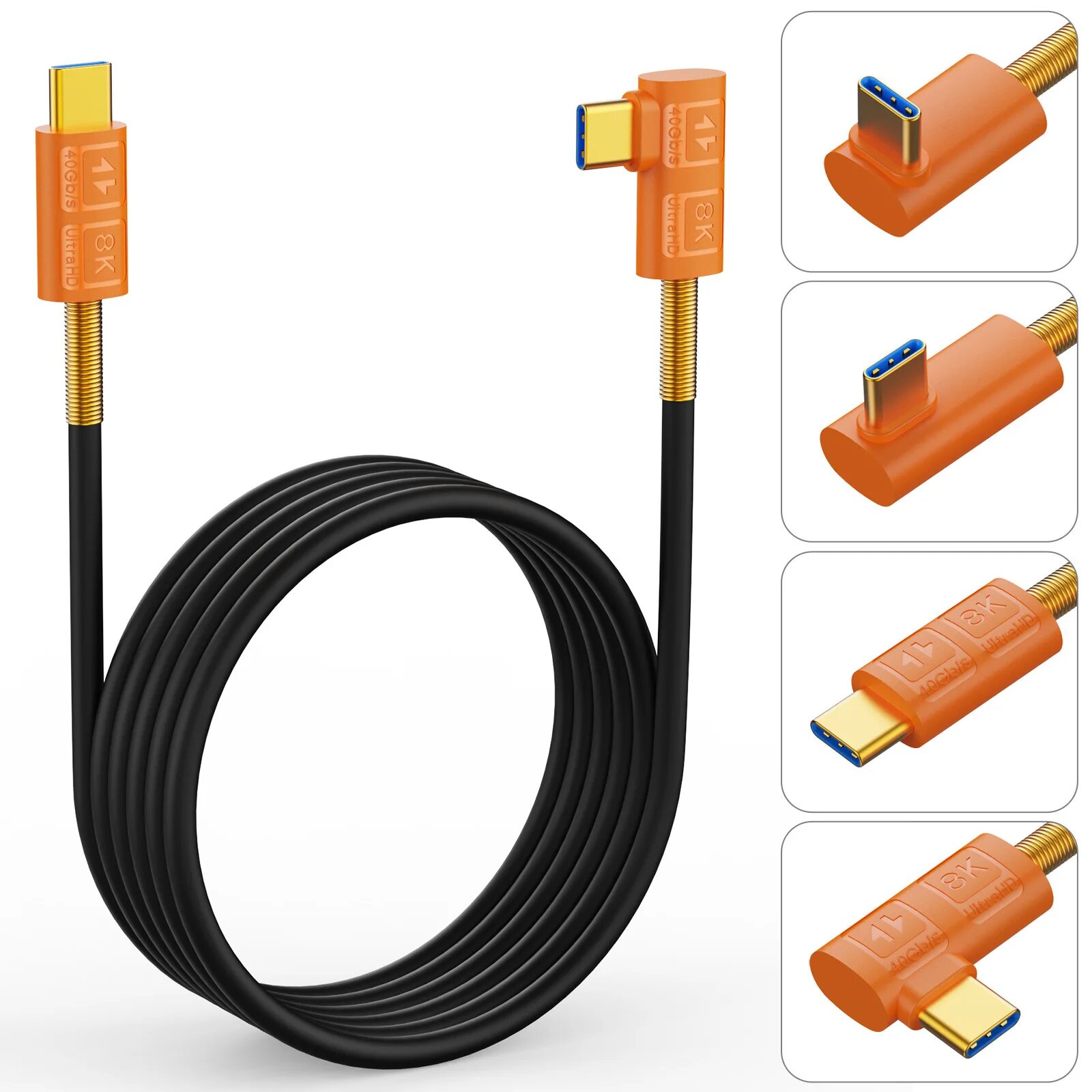 Кабель USB 4 Type-C на Type-C 1.2м, USB4 Straight-Left — фото 1