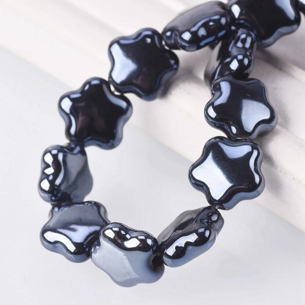 Керамические бусины Weargolsil цветочные звёздочки 14 мм 10 шт