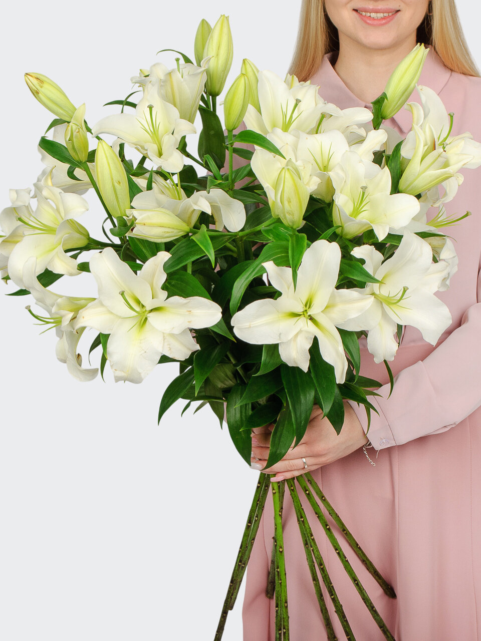 Букет из 9 белых лилий элегантный и ароматный подарок, высота 65 см
