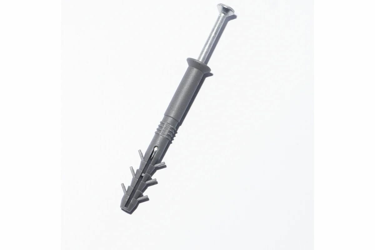 Дюбель с ударным шурупом мвис Крепежные системы дюбель-гвоздь с усами, 6x60 мм, полипропилен, потай, 100 шт. ДБМ0660П