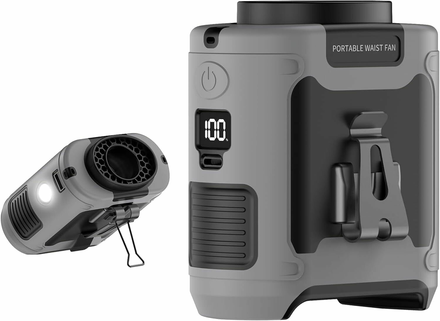 10000 мАч Портативный поясной вентилятор с зажимом на переносном ремне Персональные вентиляторы Перезаряжаемая батарея с 5 скоростями и фонариком