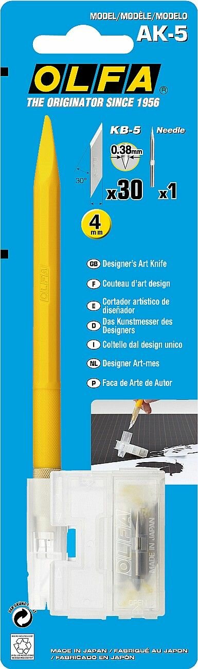 Нож OLFA Utility Models, 4 мм, перовой, для точных работ OL-AK-5