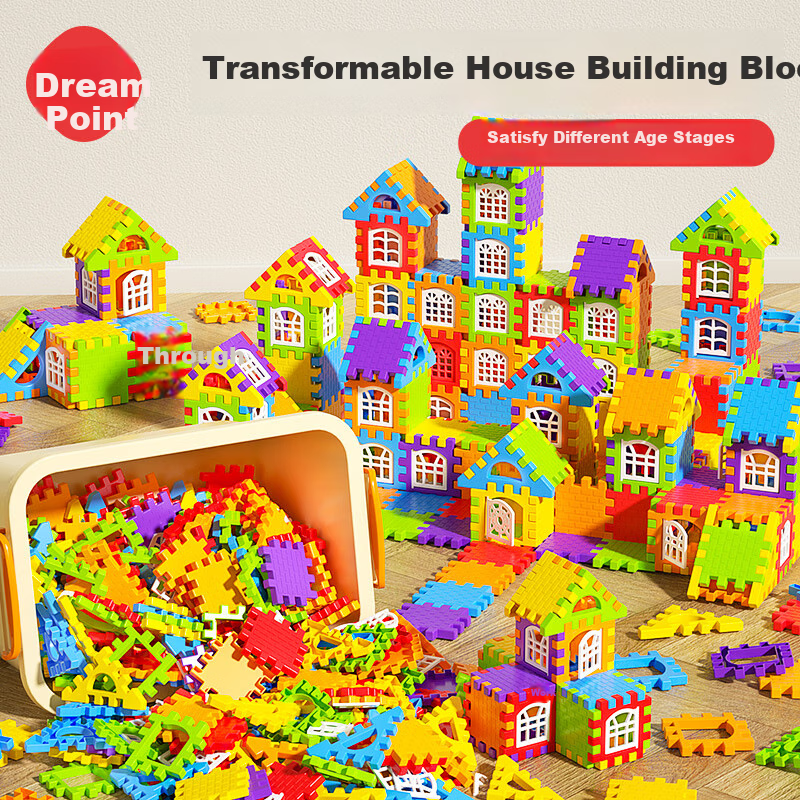 DREAM START Children's Toy Building Blocks House Assembly Toy 3-6 Years Old Large Particle Insertion Puzzle Boys and Girls Birthday Gift