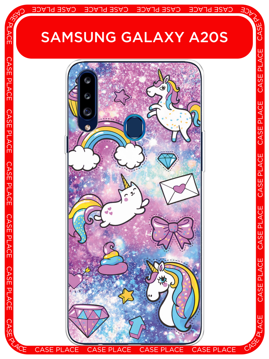 Чехол на Samsung Galaxy A20s / Самсунг Галакси A20s с принтом Rainbow doodles