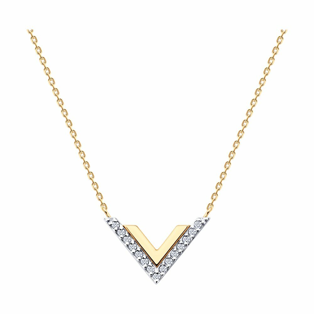 Колье, красное золото, 585 проба, фианит