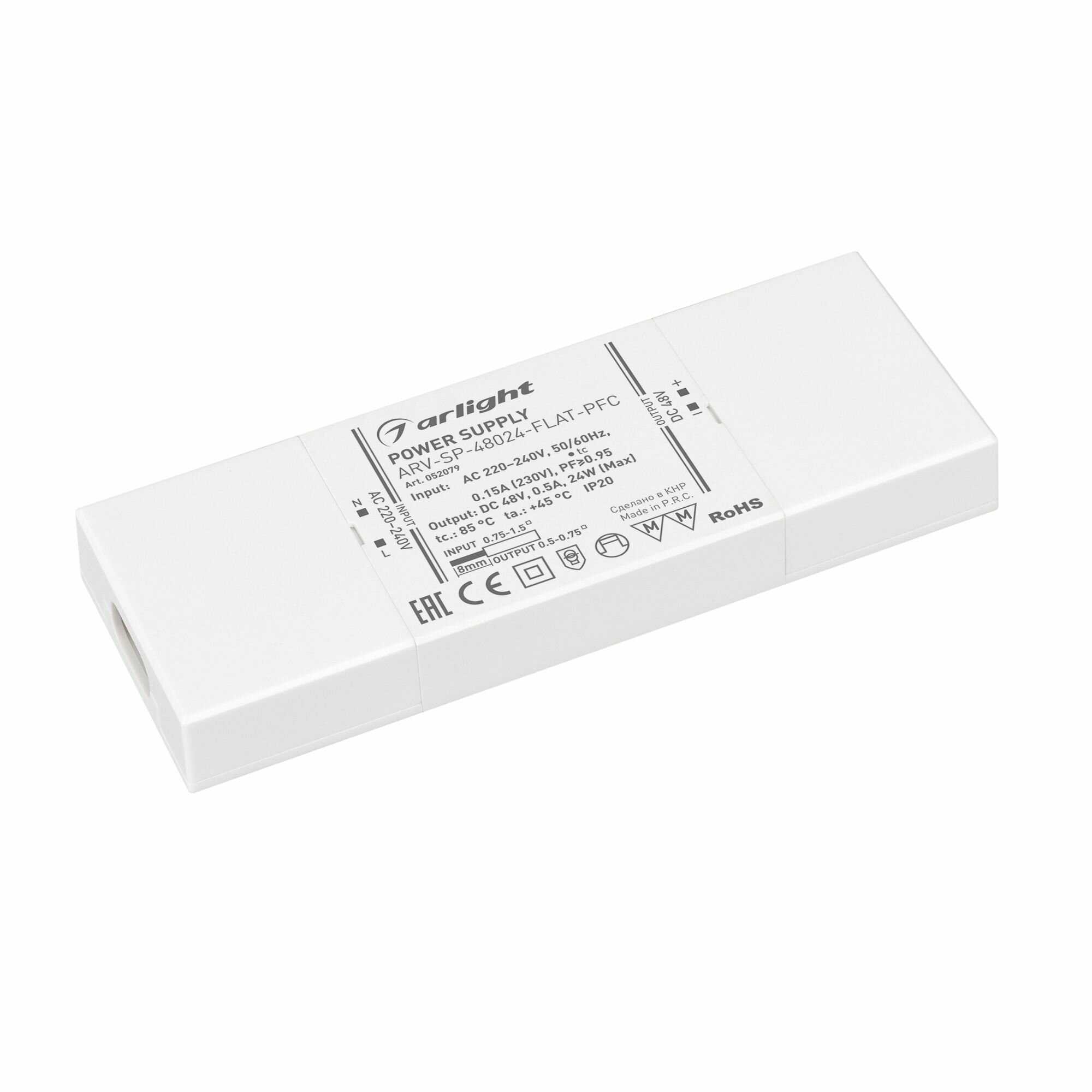 Блок питания ARV-SP-48024-FLAT-PFC (48V, 0.5A, 24W)