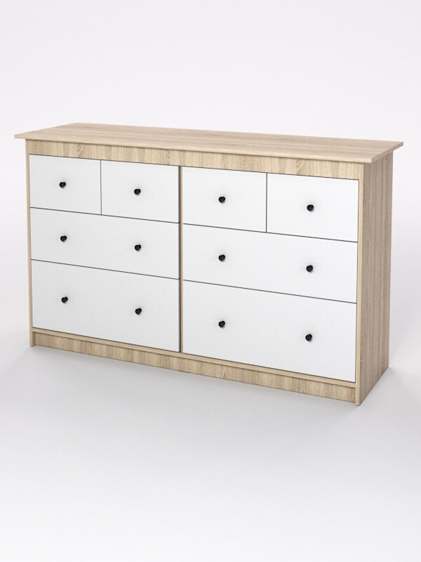 Комод хемнес с 8 ящиками, Дуб Сонома и Белый. Производитель товара - компания Westcom.