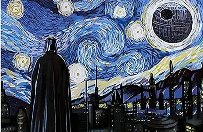 Алмазная картина "Звездные войны Ван Гог Звездная ночь" алмазная огранка 40х50 см,40X50CM, белый