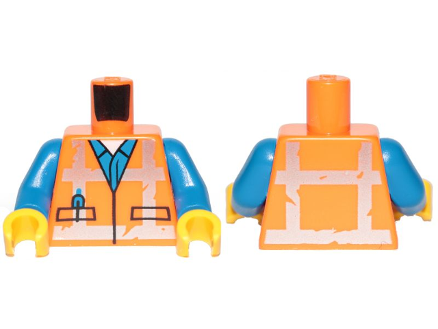 Torso Safety Vest with Reflective Worn Crossed Stripes over Blue Shirt Pattern / Blue Arms / Yellow Hands, 973pb3370c01 Orange U