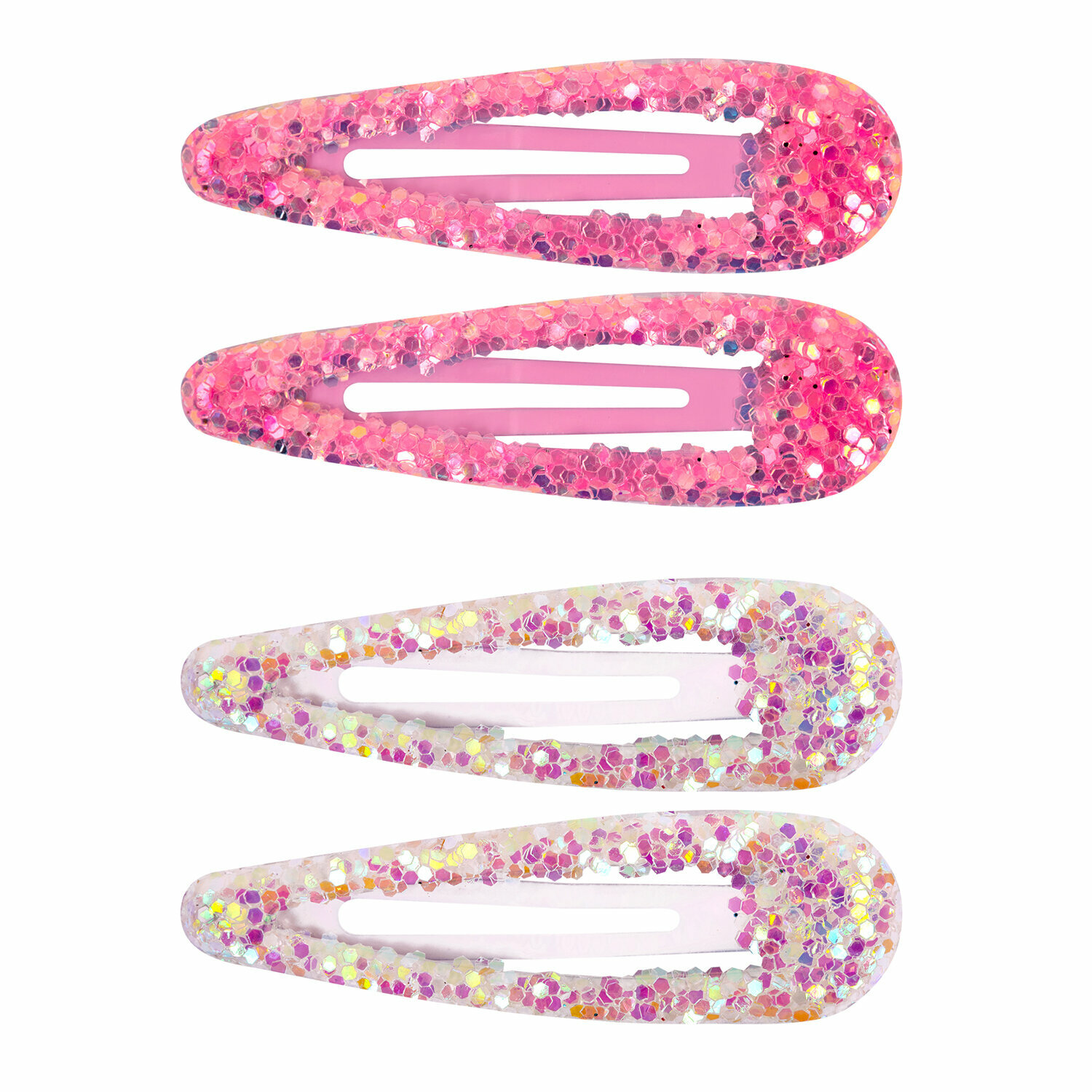 Заколки для волос набор 4 шт, 5 см, клик-клак, с блестками, разные цвета MONTE VITA 457091